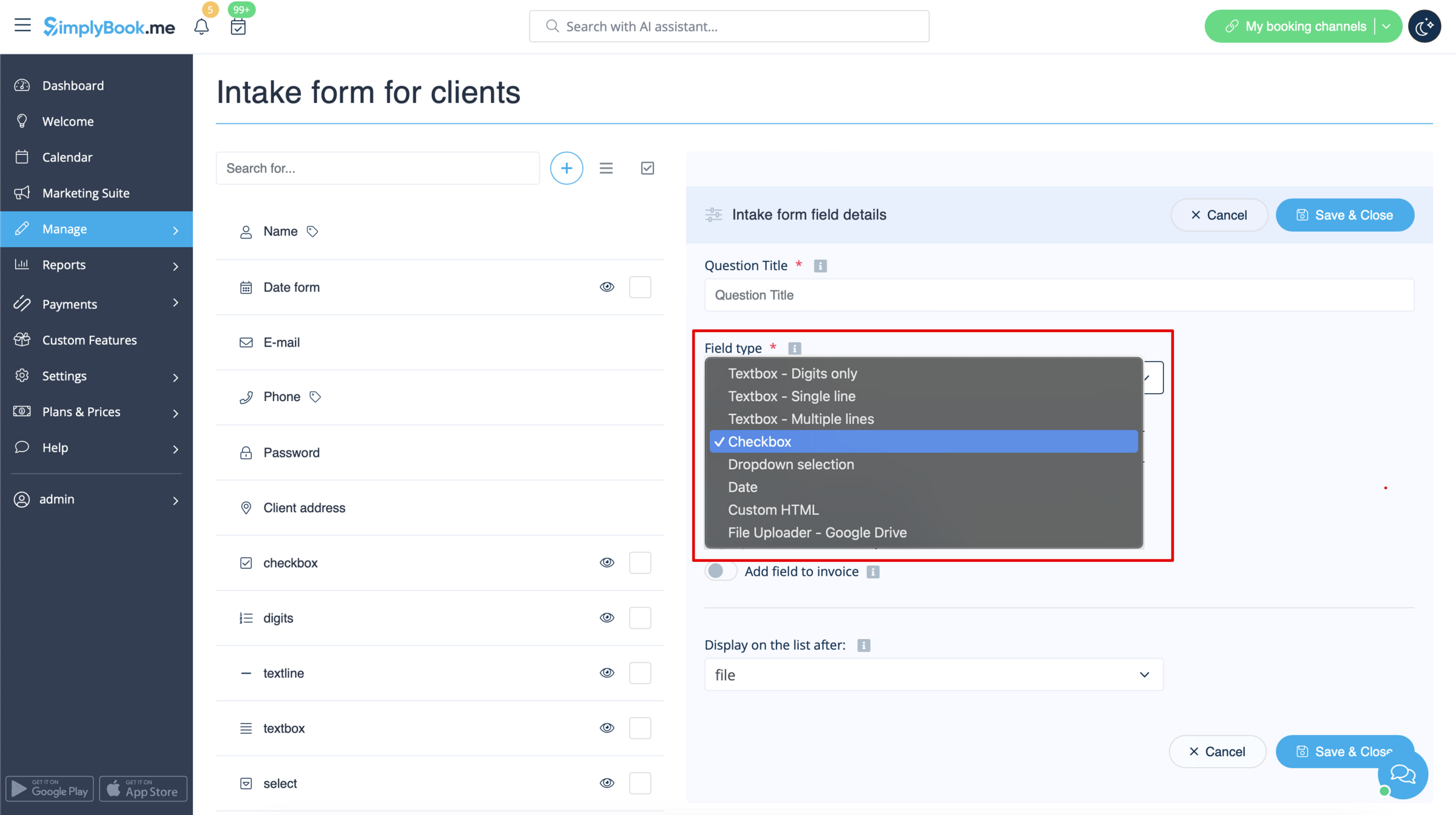Client Fields Custom Feature - Client Fields - SimplyBook.me