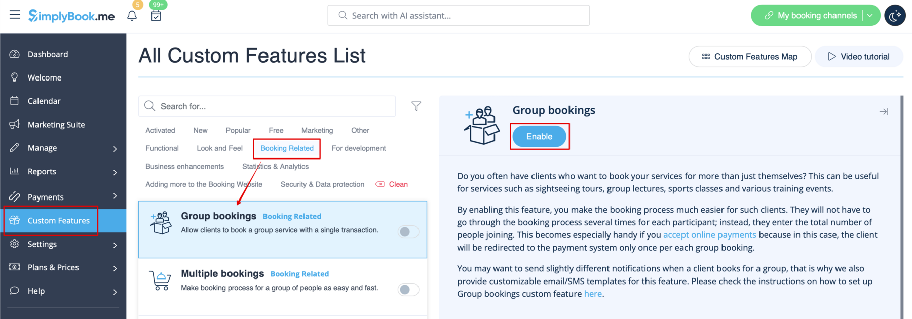 Group Bookings custom feature - Group Bookings custom feature - SimplyBook.me