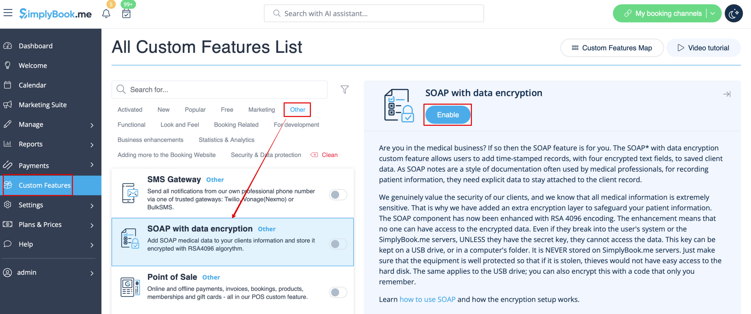 SOAP with Encryption custom feature - Custom Features - SimplyBook.me