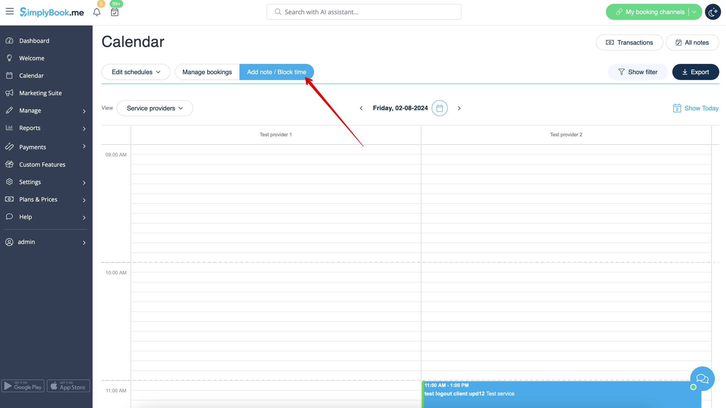 Calendar Notes - Calendar Notes- SimplyBook.me